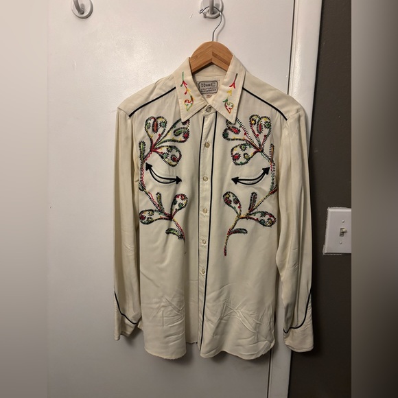 california ranchwear | Shirts | Vintage Embroidered Cowboy Button Shirt ...